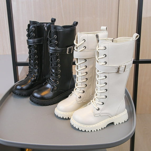 Auroural Boots for Little Girls Size 12 Fall And Winter Zipper High-Top ...