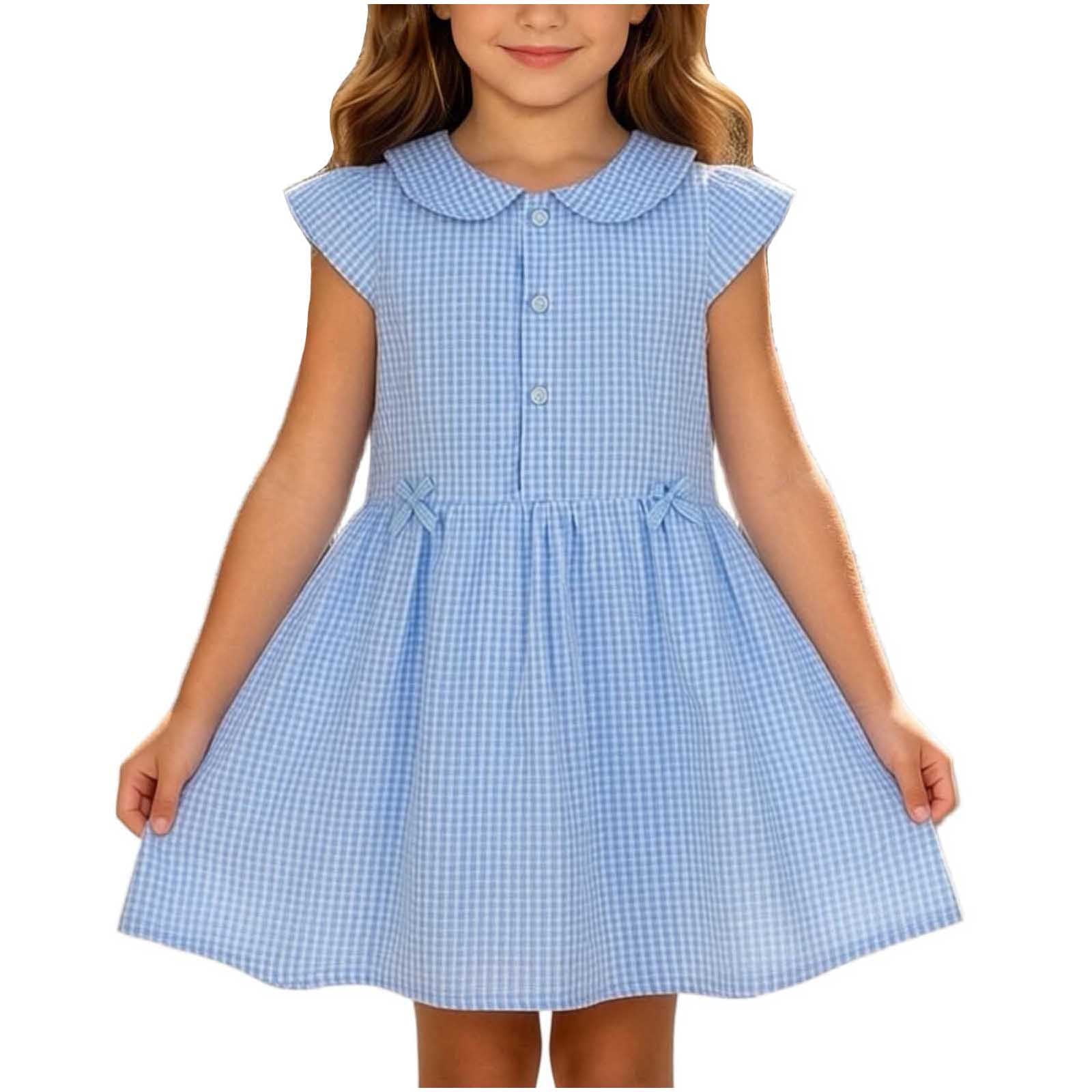 LOOK! Auroural Children's Plaid Lapel Short Sleeved Dress Girls' Summer ...