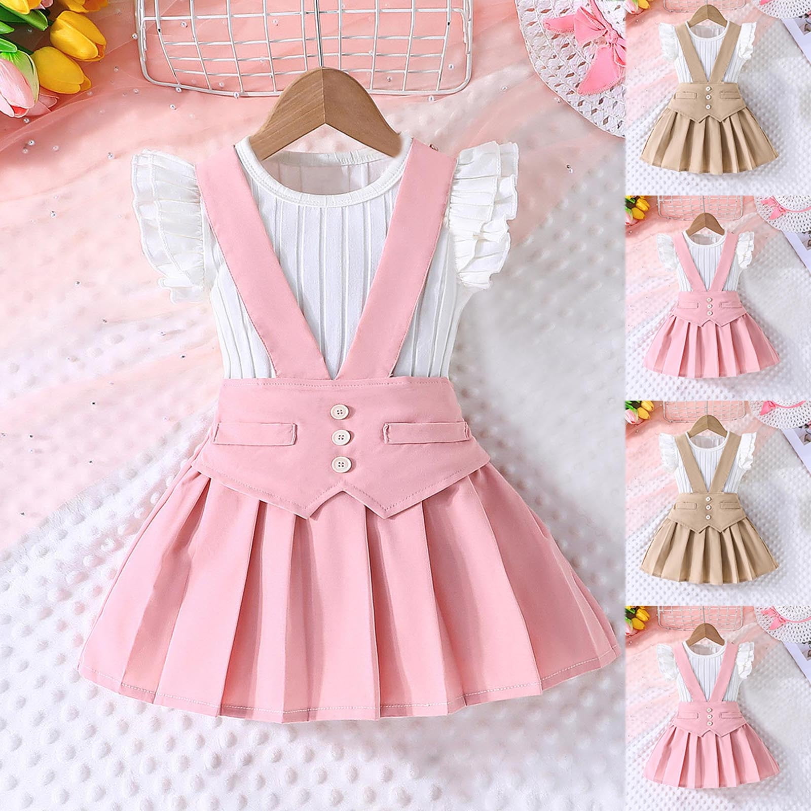 Auroural Girls Clothes Sets Size 5 Girls Skirt Set 5T Girl's Solid ...