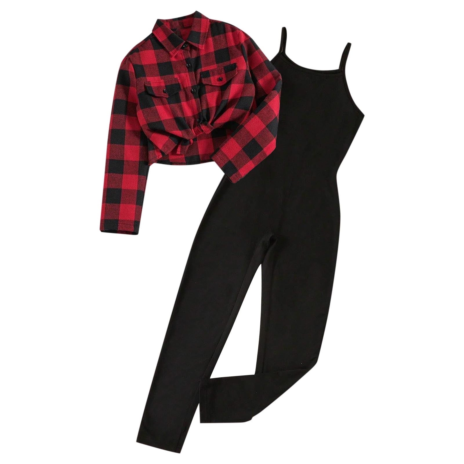 Auroural Girls Clothes Sets Size 7-8 Children's Flannel Turndown Neck ...