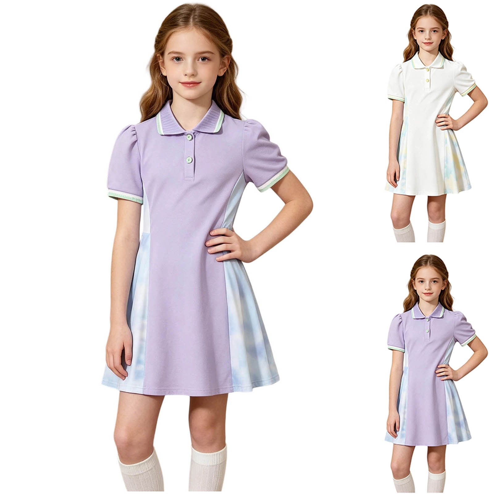 LOOK! Auroural Girls' Drying Collar Dress UPF50+Sunscreen Ice Feel ...