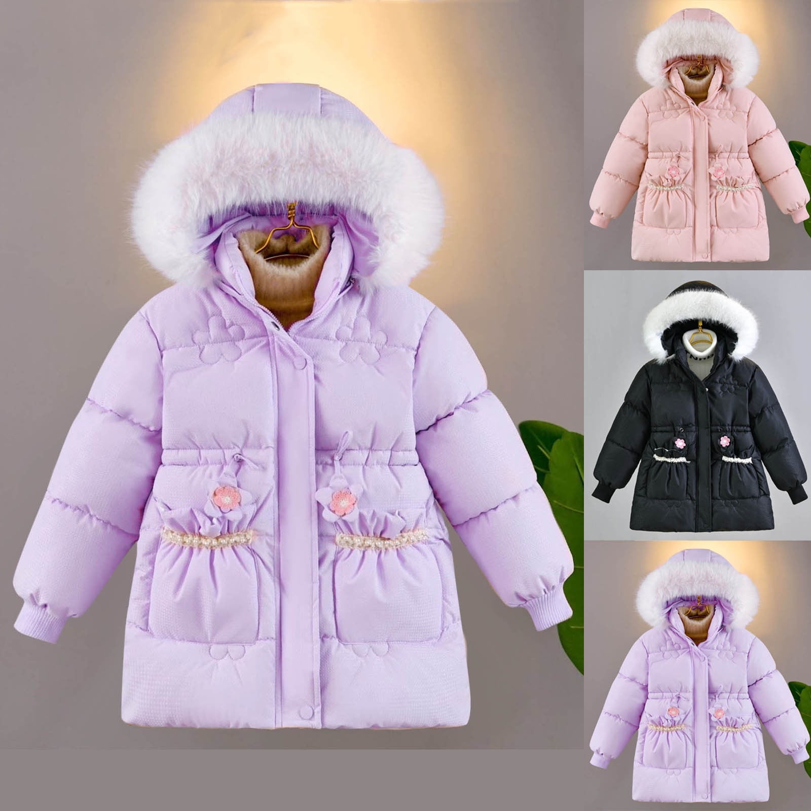 Auroural Girls Jacket Size 8 Girls Winter Coat Size 7 Children's Solid ...