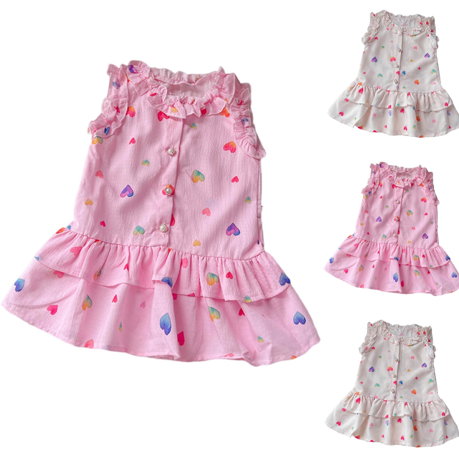 LOOK! Auroural Girls' Summer Sleeveless Love Dress Double Layered Skirt ...