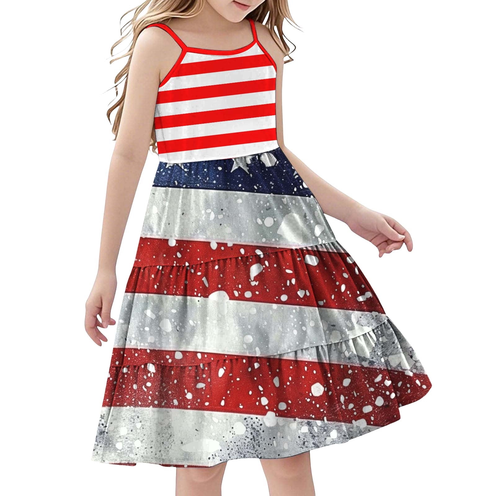 LOOK! Auroural Kids Girls Fashion Independence Day Print Cute Solid ...