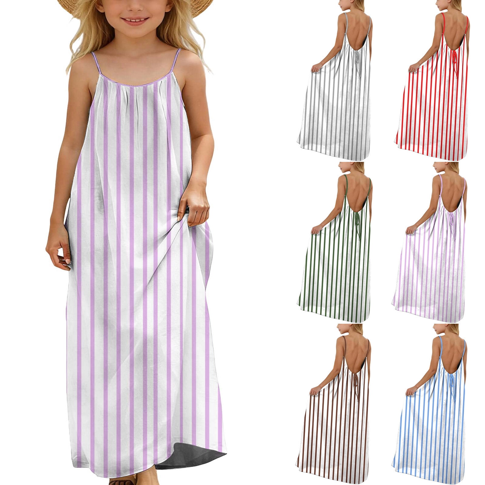 Auroural Little Girls Dresses 9 Years Kids Girls Fashion Cute Stripe ...