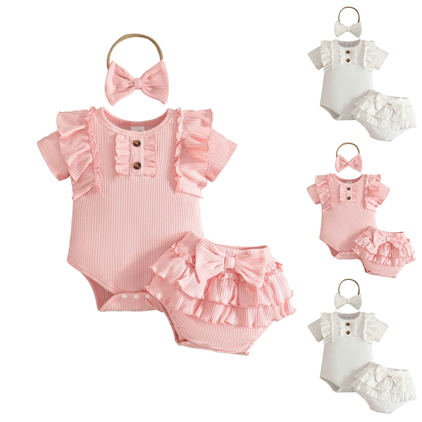 Auroural 3-6 Month Onesies Girl Summer Baby Girl Solid Color Short ...