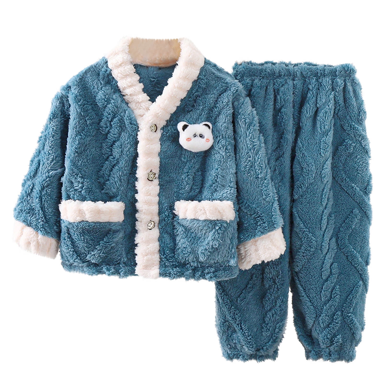 Auroural toddler Boys Fleece Pajamas Set Winter Warm Loungewear Boys ...