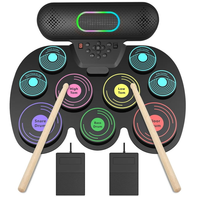Aursear Electronic Drum Sets Kit for Kids Adults, 9 Pads Portable Drum ...