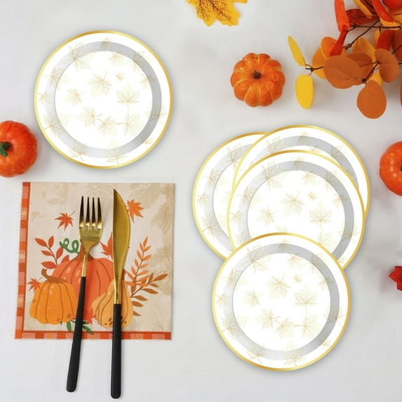 Aursykel 16 Pack Thanksgiving Plates Set Thanksgiving Plates ...