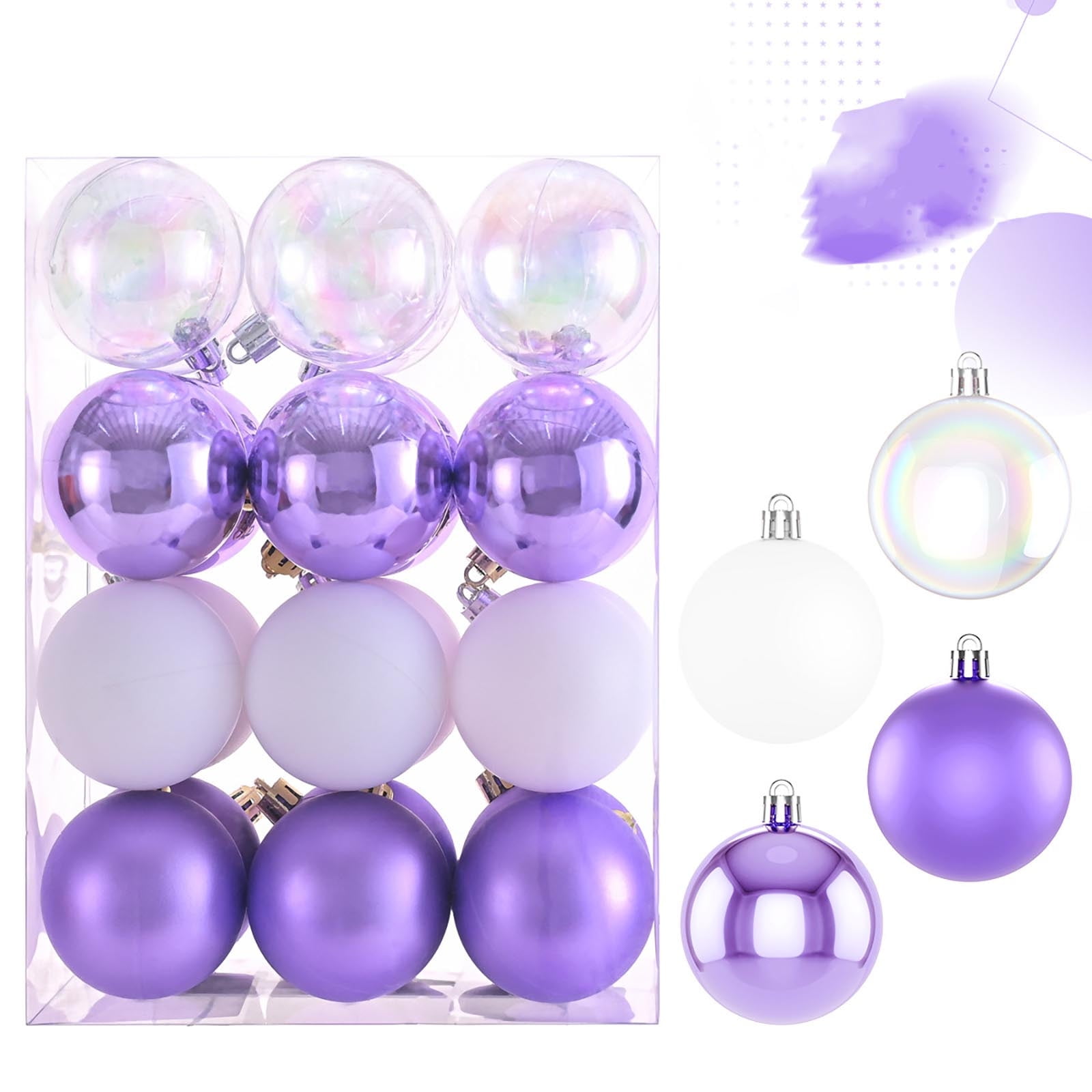 Aursykel 24 Pack Transparent Plastic Christmas Ball Ornaments Hanging ...