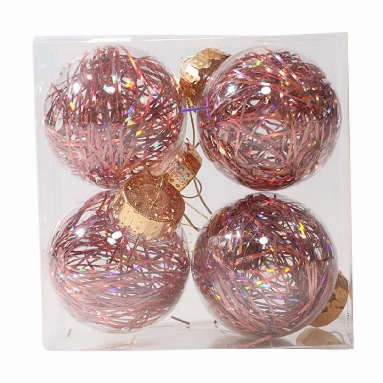 Aursykel 4 Pack Christmas Decorations Transparent Raffia Balls with ...