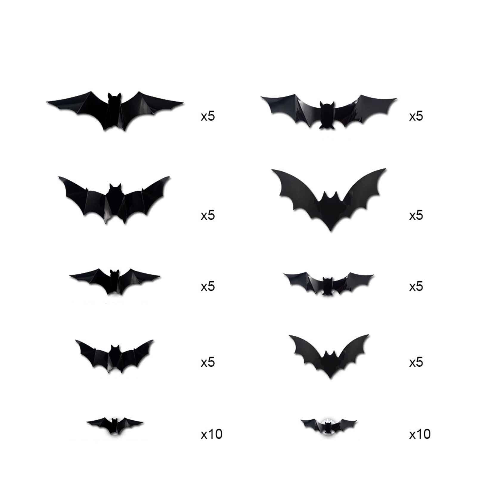 Aursykel 60 Packs Halloween LED 3D Bats Wall Stickers in The Dark PVC ...