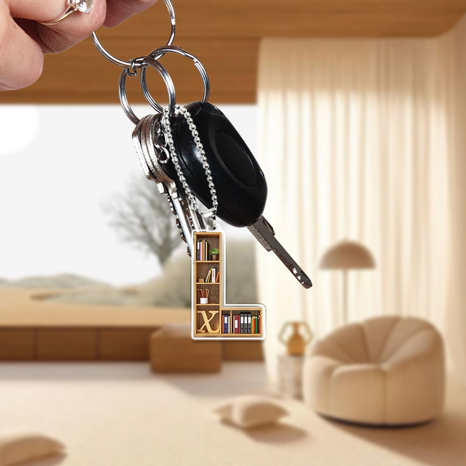 Aursykel Acrylic Alphabet Keychain Pendant Bookshelf Pattern Long ...