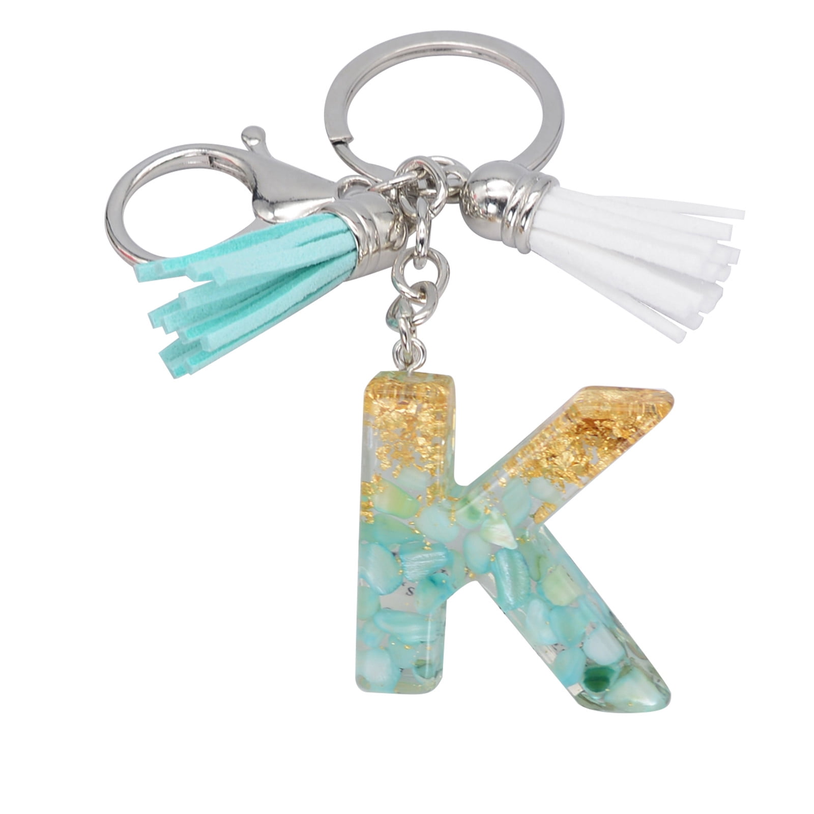 Aursykel Acrylic Letter Keychain with Crystal Drop Glue and Gold Foil ...
