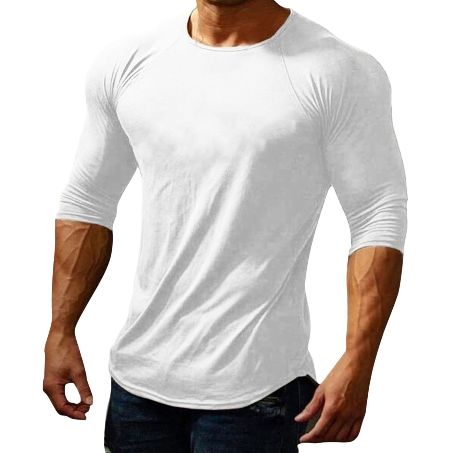 Aursykel Athletic Shirt for Men Breathable Long Sleeve Top Crew Neck ...