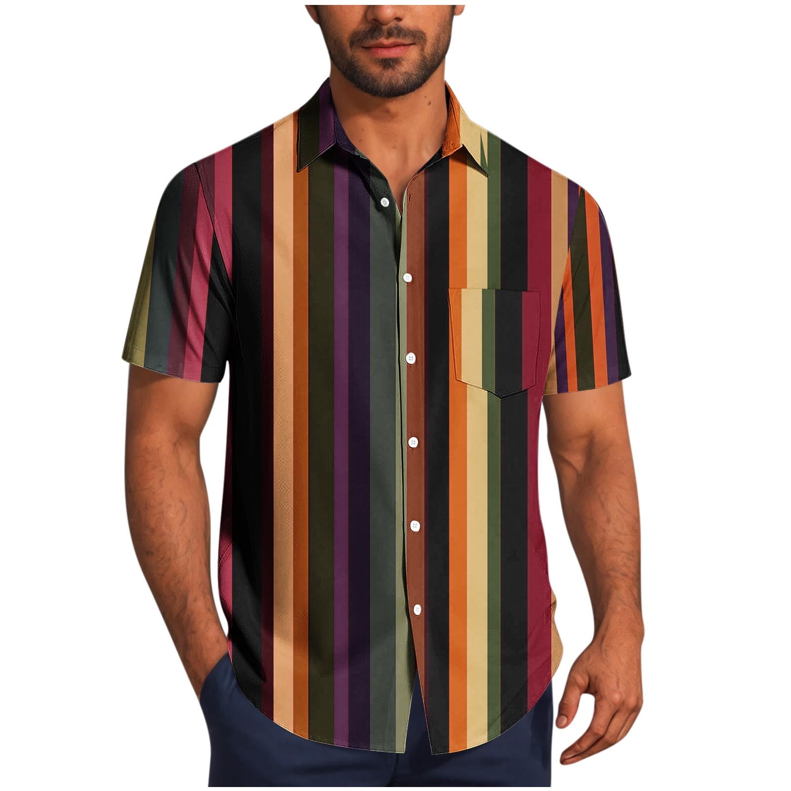Aursykel Big and Tall Shirt for Men Comfortable Button down Striped ...