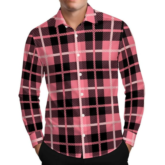 Aursykel Big and Tall Shirts Men Plaid Shirt Long Sleeve Button Down ...