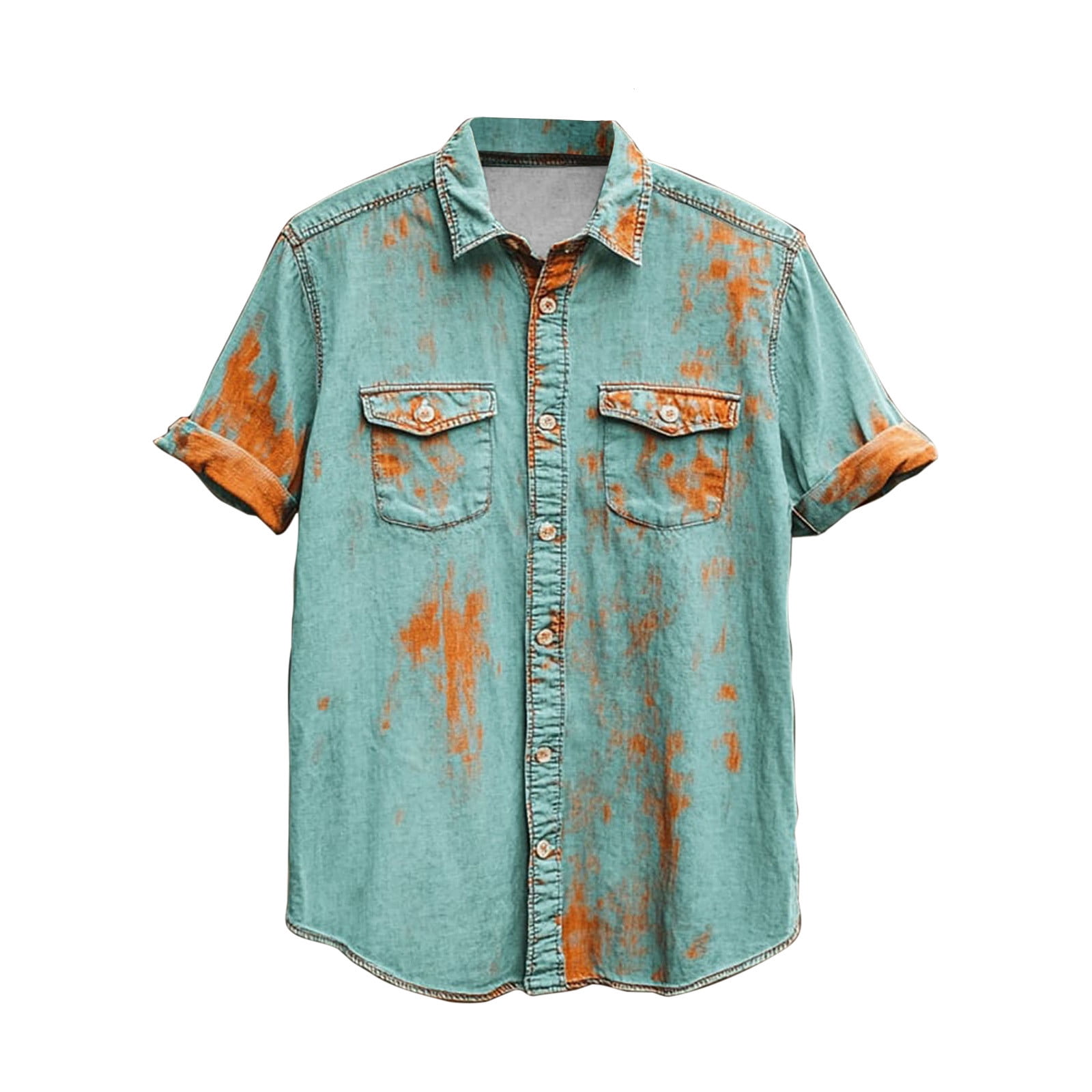 Aursykel Big and Tall Shirts for Men Casual Short Sleeve Collared Shirt ...