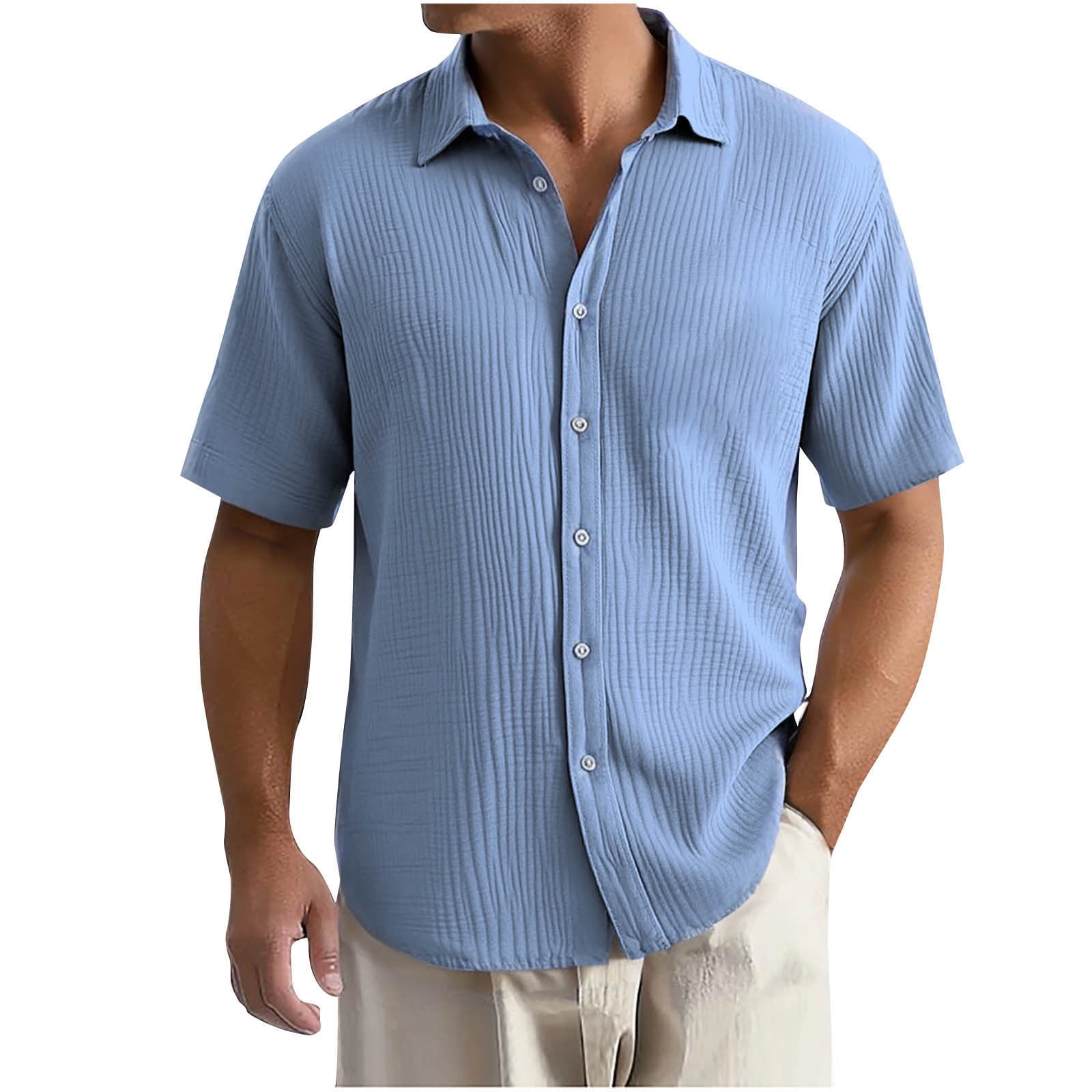 Aursykel Big and Tall Shirts for Men Comfort Textured Button down Shirt ...