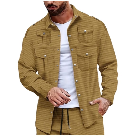 Aursykel Big and Tall Tops Men's Button Down Jacket Long Sleeve ...