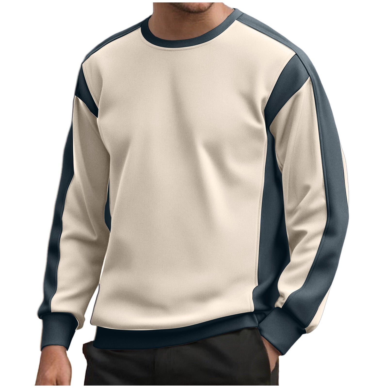 Aursykel Big and Tall Tops Men's Crewneck Sweatshirt Color Block ...
