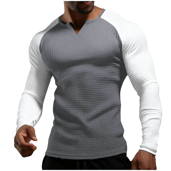 Aursykel Big and Tall Tops Men's V Neck Shirts Casual Long Sleeve T ...