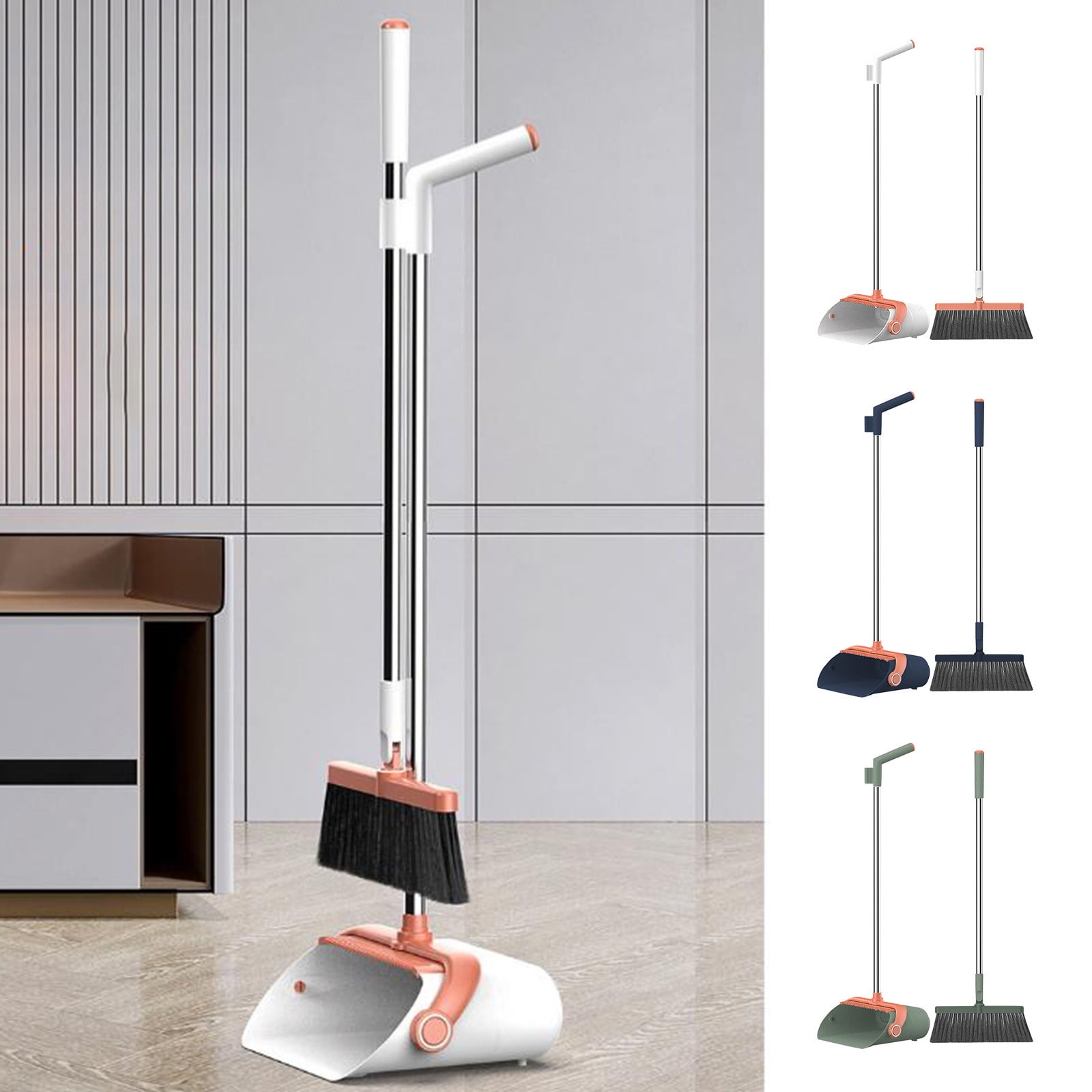Aursykel Brooms And Dustpan Set with Stainless Steel Handle for Home Office Cleaning Supplies ...