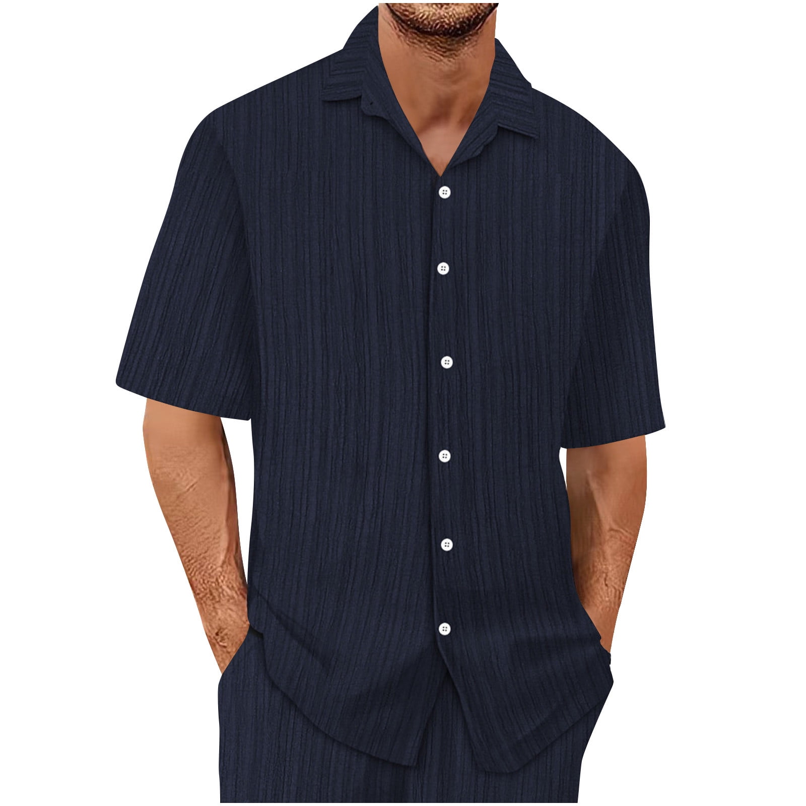 Aursykel Casual Shirt for Men Short Sleeve Tees Top with Pocket Button ...