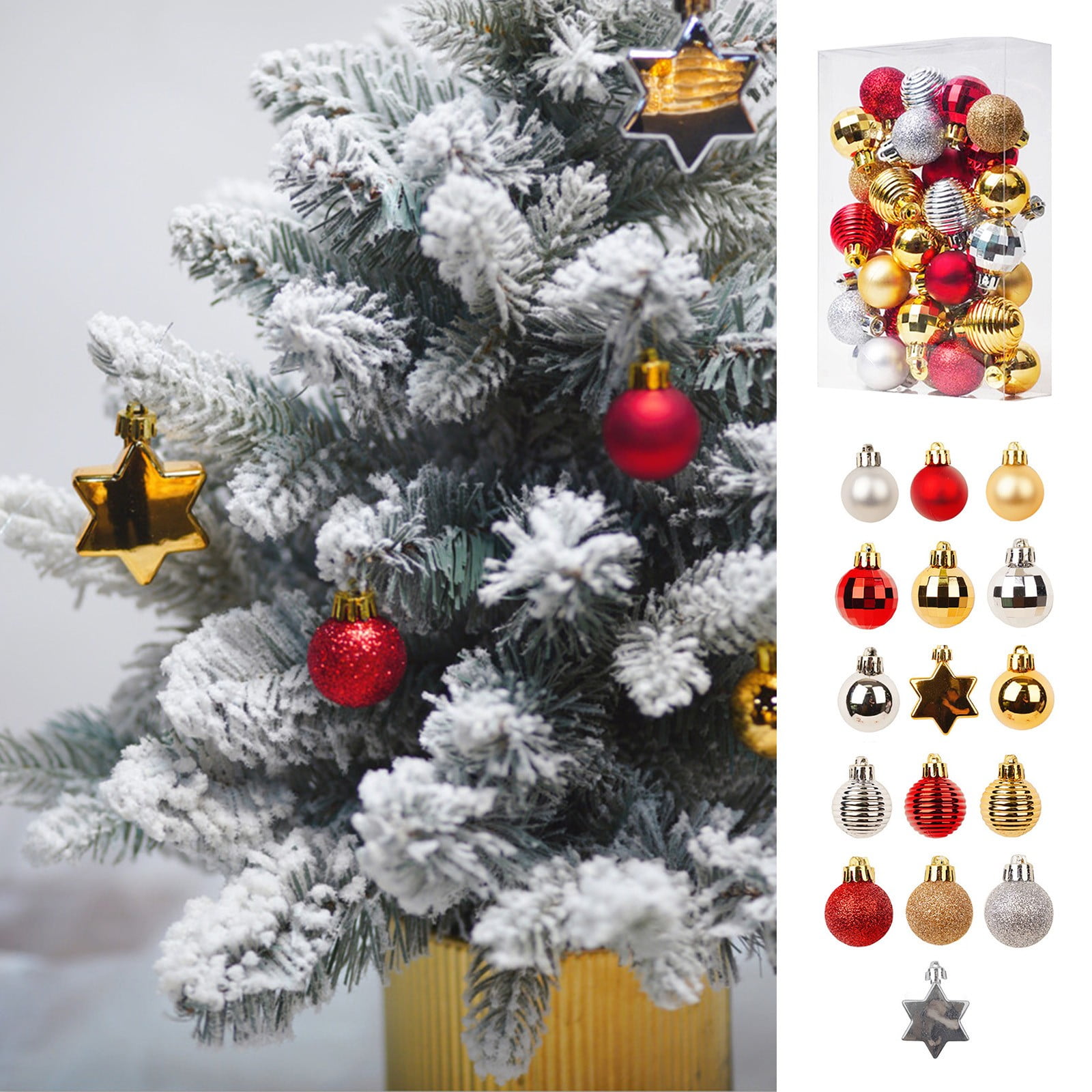 Aursykel Christmas Decorations 33 Piece Shatterproof Plastic Balls Star ...