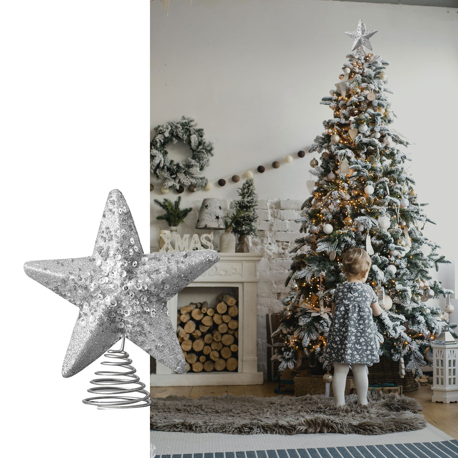 Aursykel Christmas Decorations Beaded Star Topper Three Dimensional ...