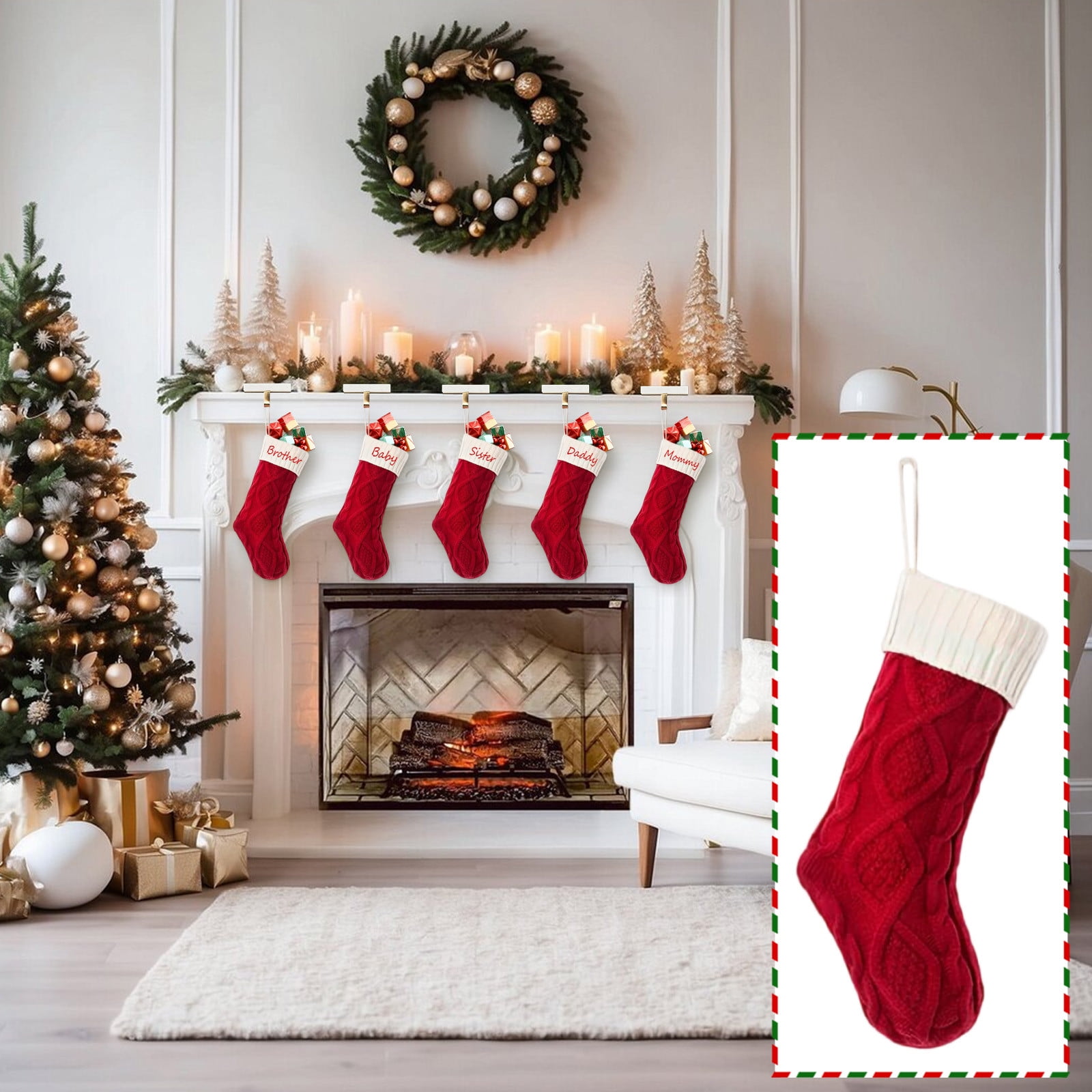Aursykel Christmas Decorations Personalized Custom Embroidery Socks ...