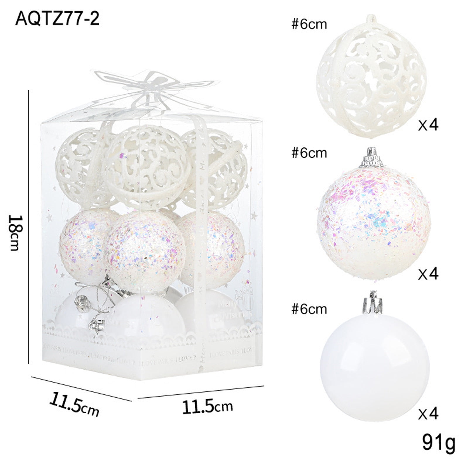 Aursykel Christmas Decorations Transparent Plastic Balls Shatterproof ...