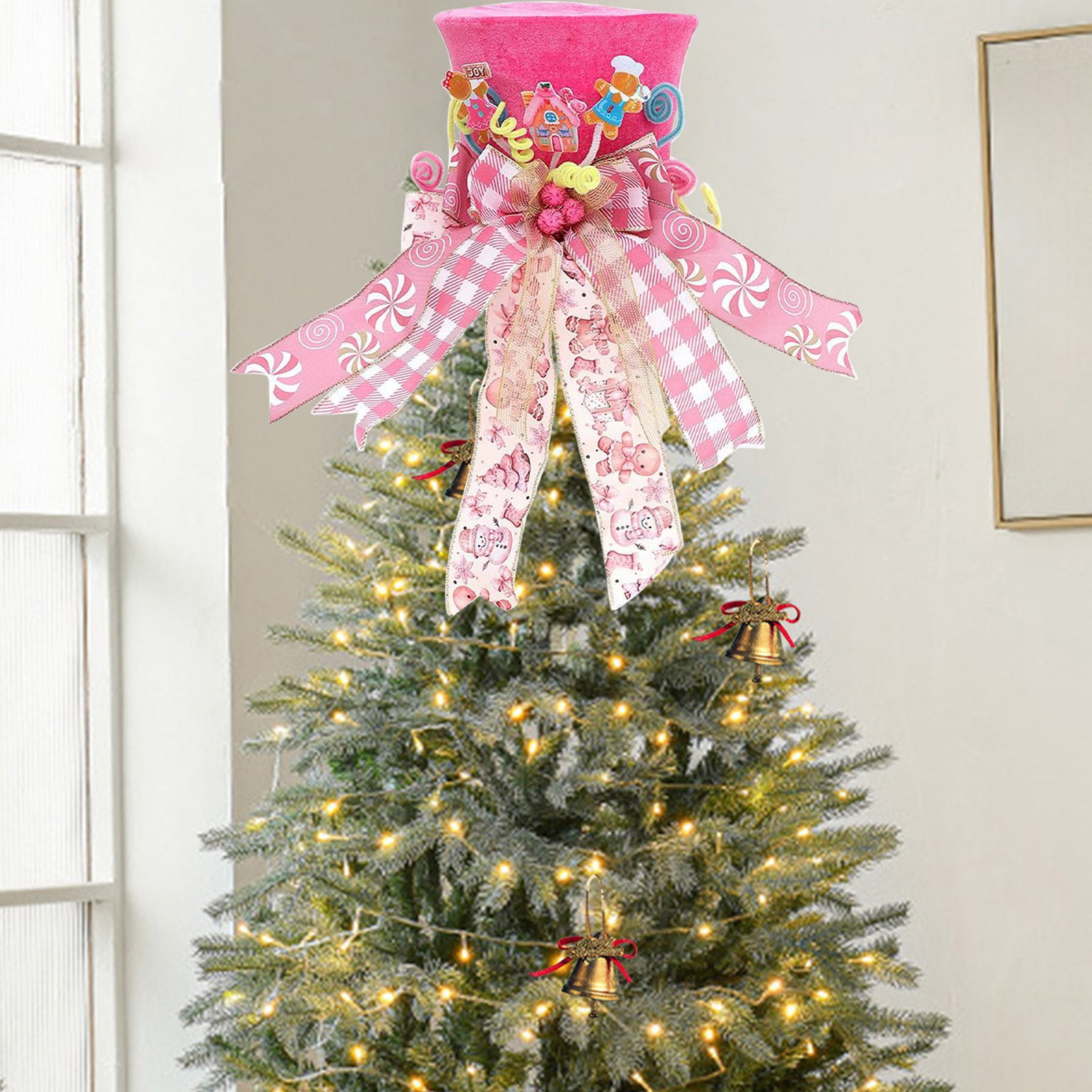 Aursykel Christmas Tree Topper Hat with Gingerbread Man Decoration for ...