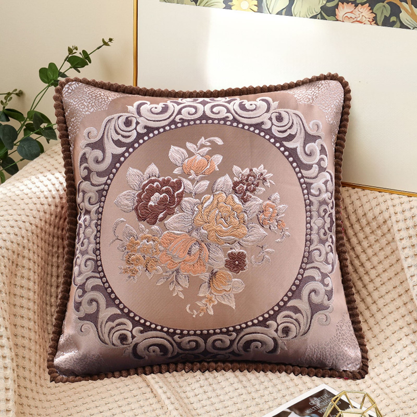 Aursykel European Emboss Flower Pillows Functional Decorative Waist ...
