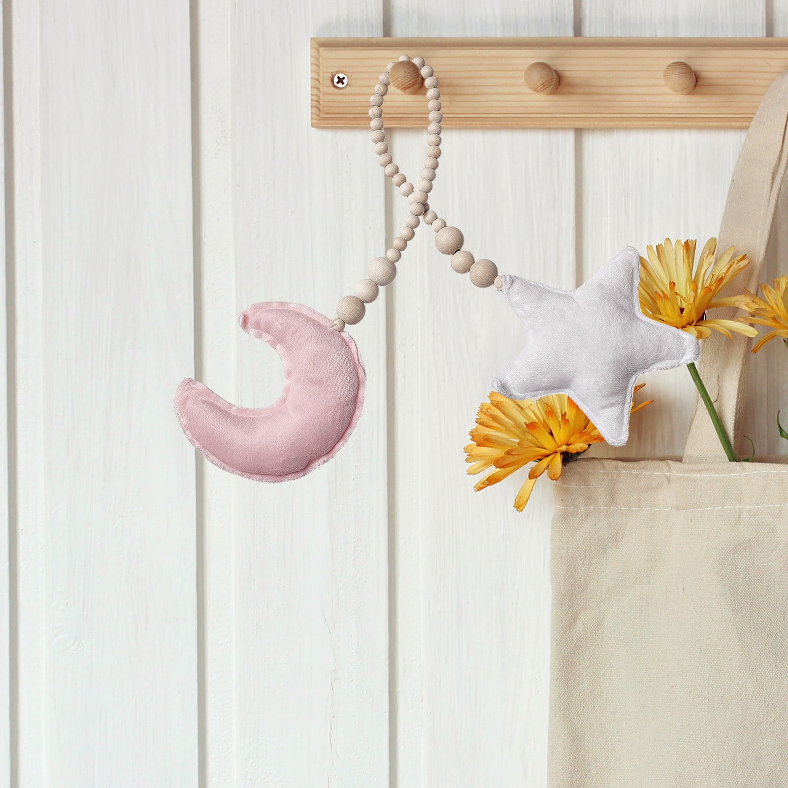 Aursykel Five Pointed Star Wooden Bead String Pendant Suit for Baby ...