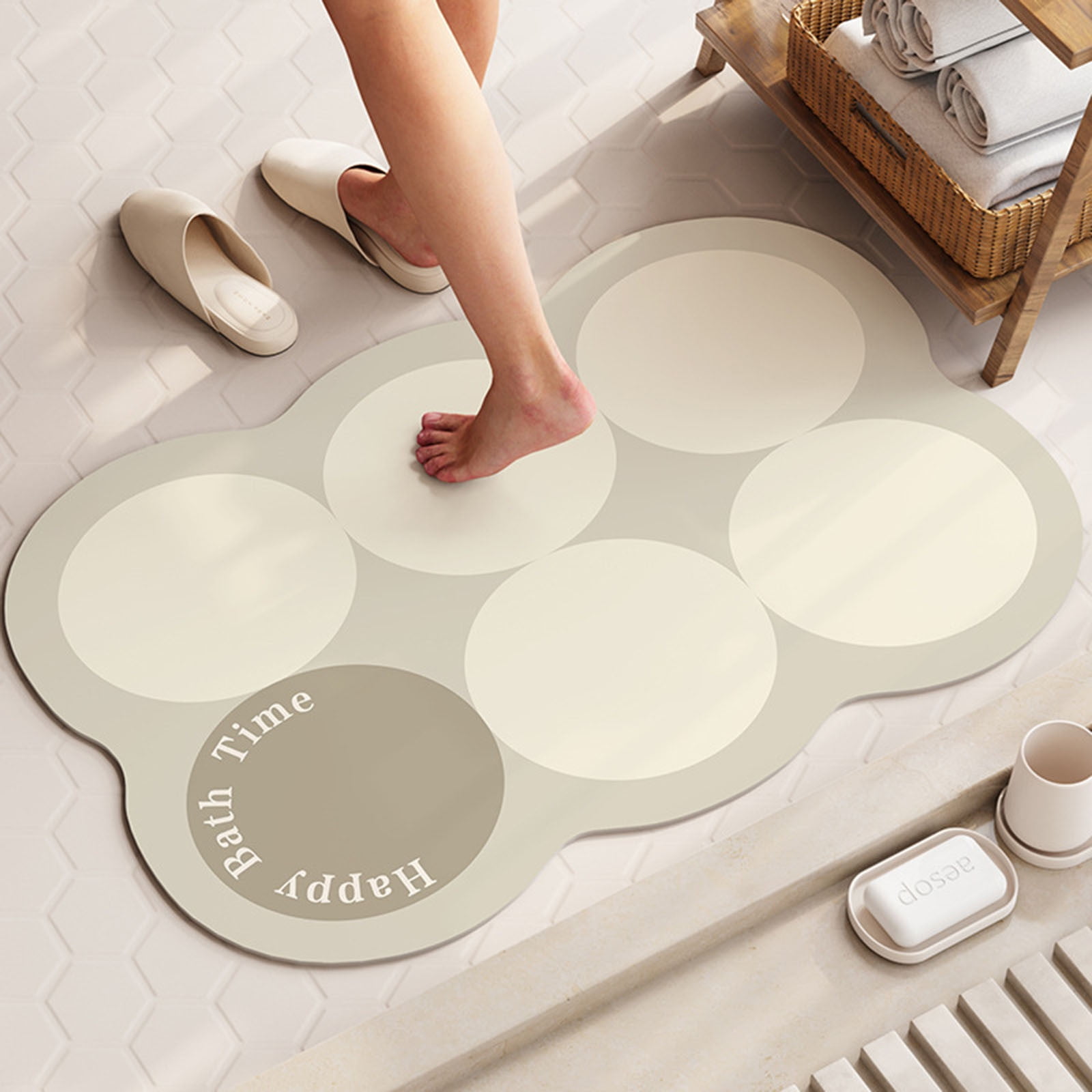 Aursykel Geometry Diatomaceous Mud Floor Mat Bathroom Foot Mat Shower ...