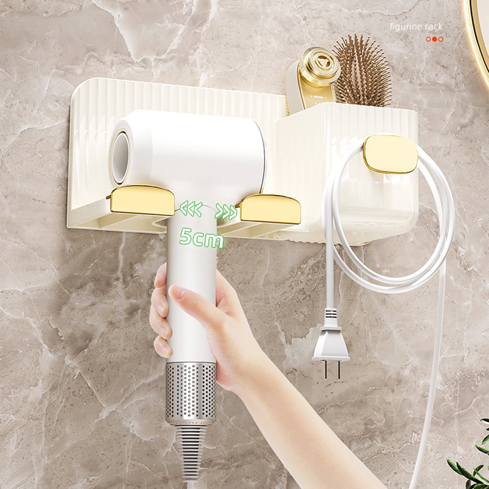 Aursykel Glacier Patterned Bathroom Storage Rack Non Perforated Wall ...