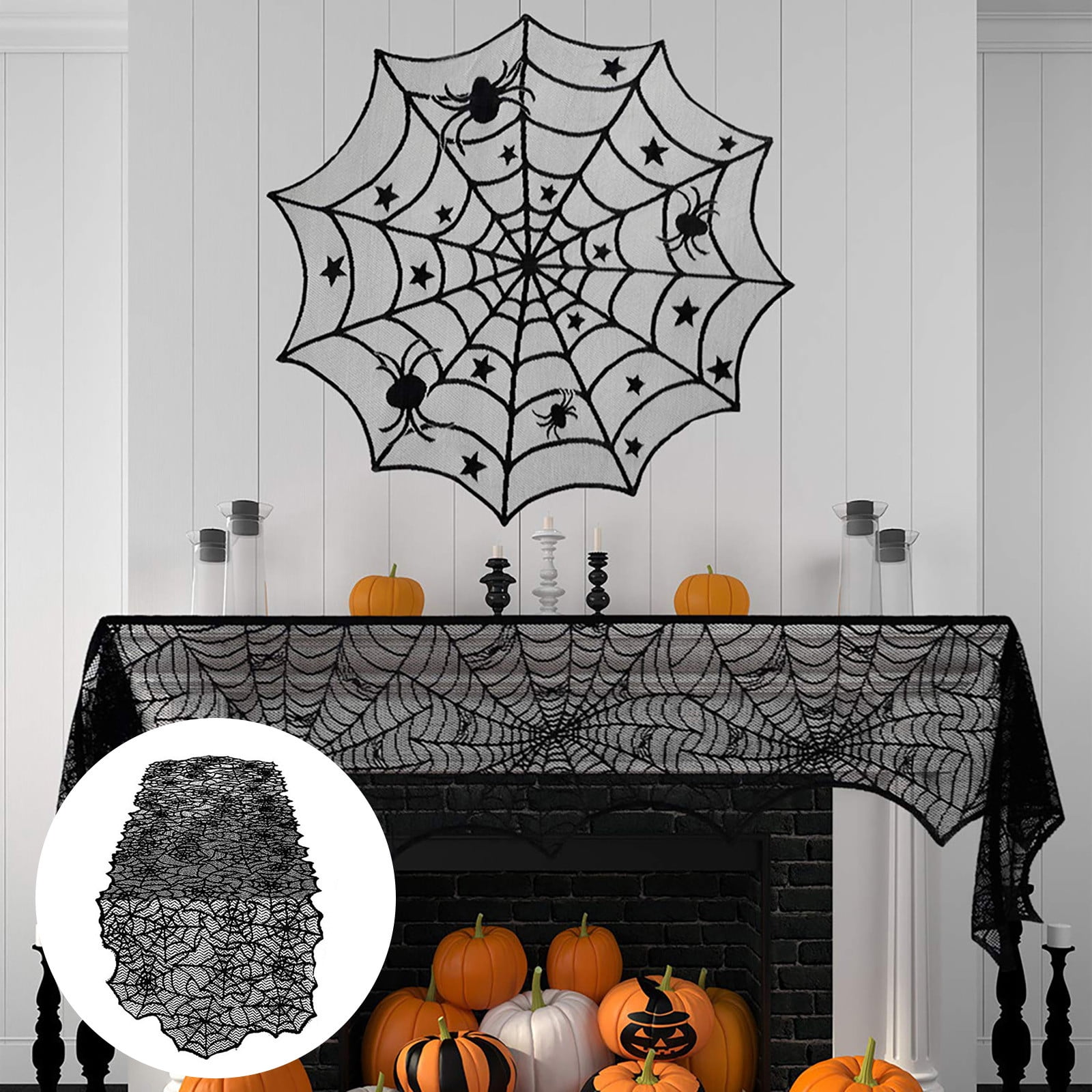 Aursykel Halloween Decorations Set Spiderweb Lace Tablecloth Multi Use ...