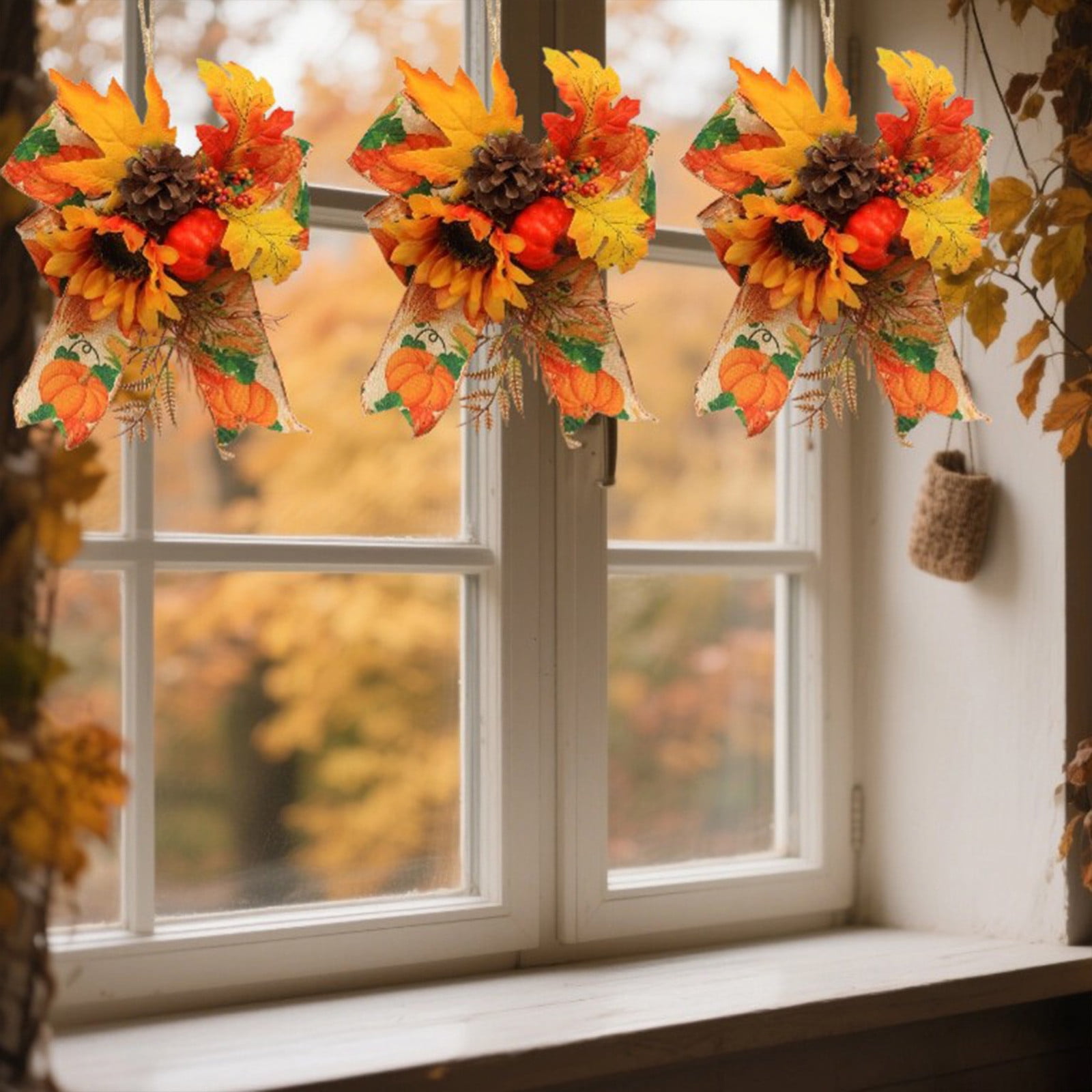 Aursykel Halloween Thanksgiving Artificial Sunflower Decoration Versatile Wall and Window ...