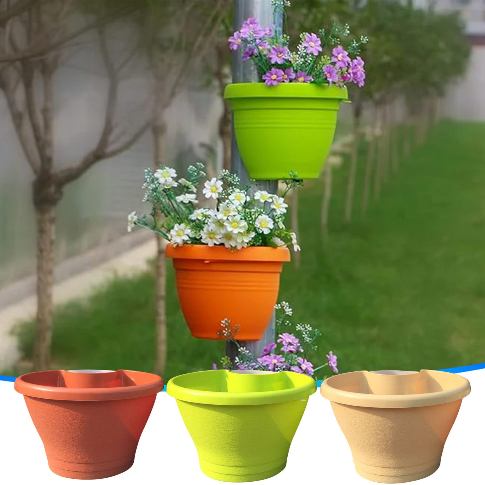 Aursykel Indoor and Outdoor Plastic Flower Pots for Balcony Downspout ...