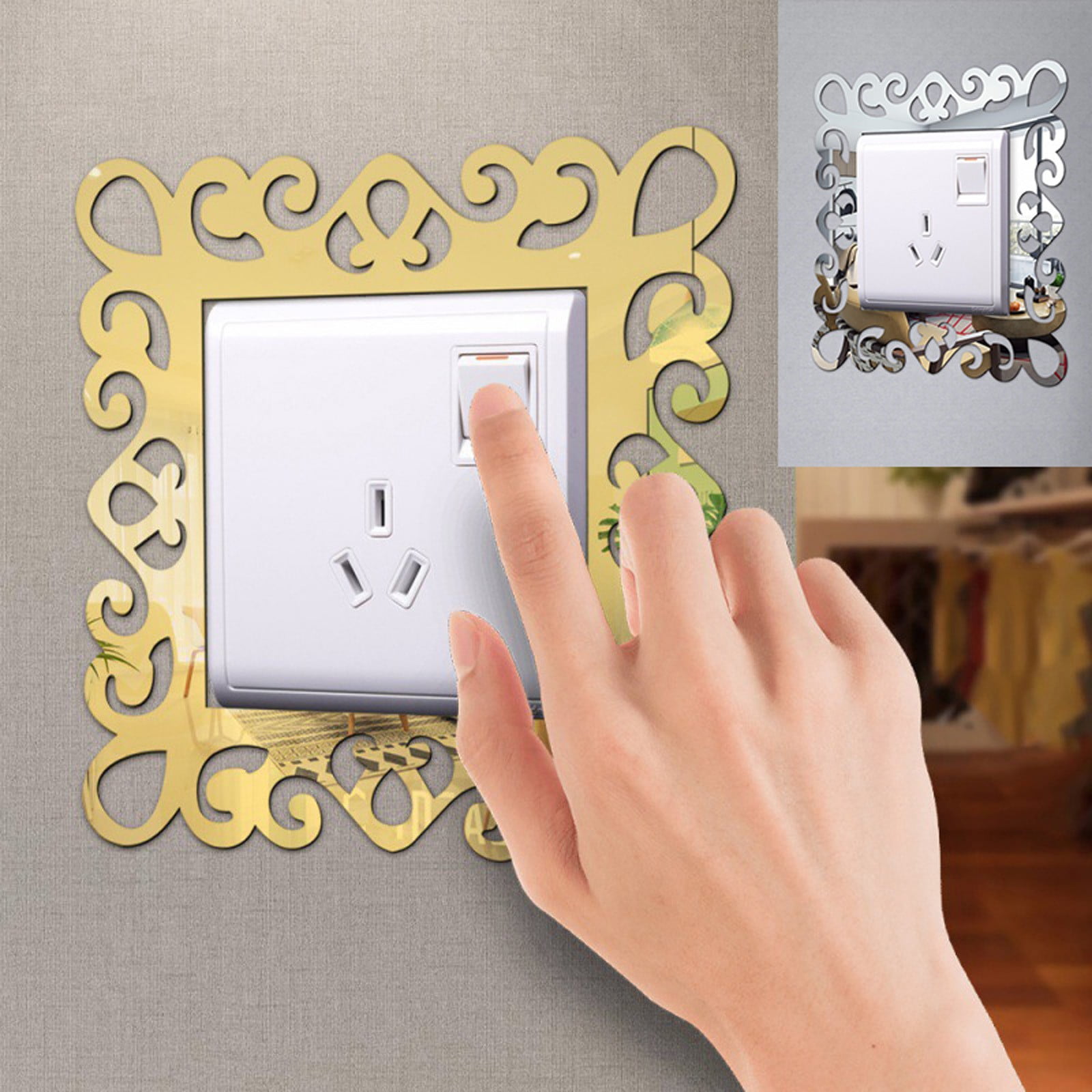 Aursykel Long Lasting Acrylic Mirror Square Stickers for Switches and ...