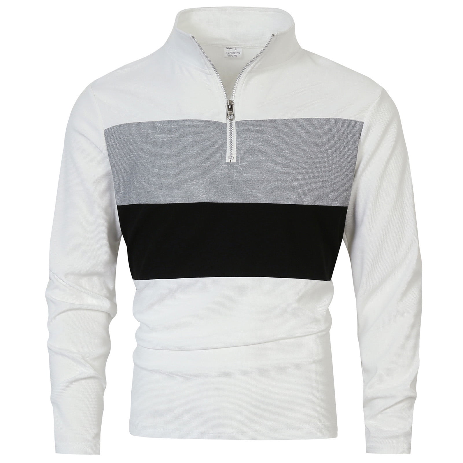 Aursykel Men Quarter Zip Shirt Casual Fashion Color Block Long Sleeve ...