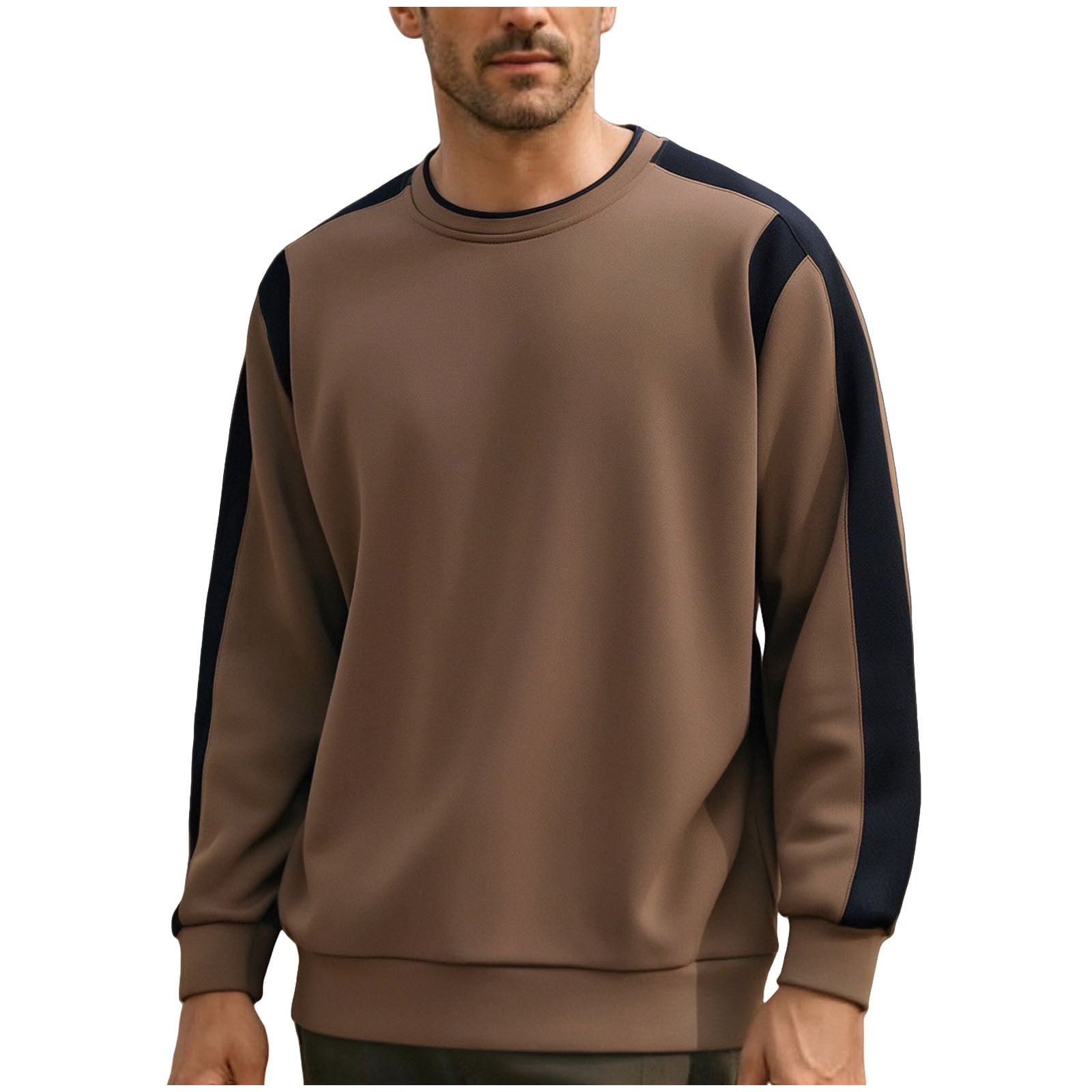 Aursykel Men's Crewneck Pullover Sweatshirt Color Block Sweatshirts Big ...
