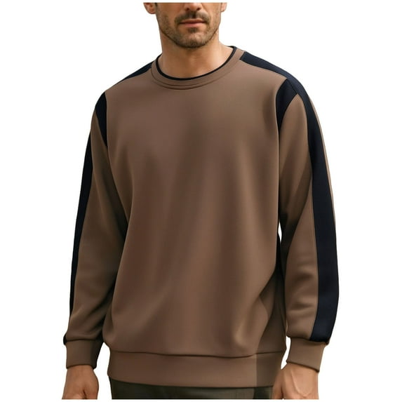 Aursykel Men's Crewneck Pullover Sweatshirt Color Block Sweatshirts Big ...