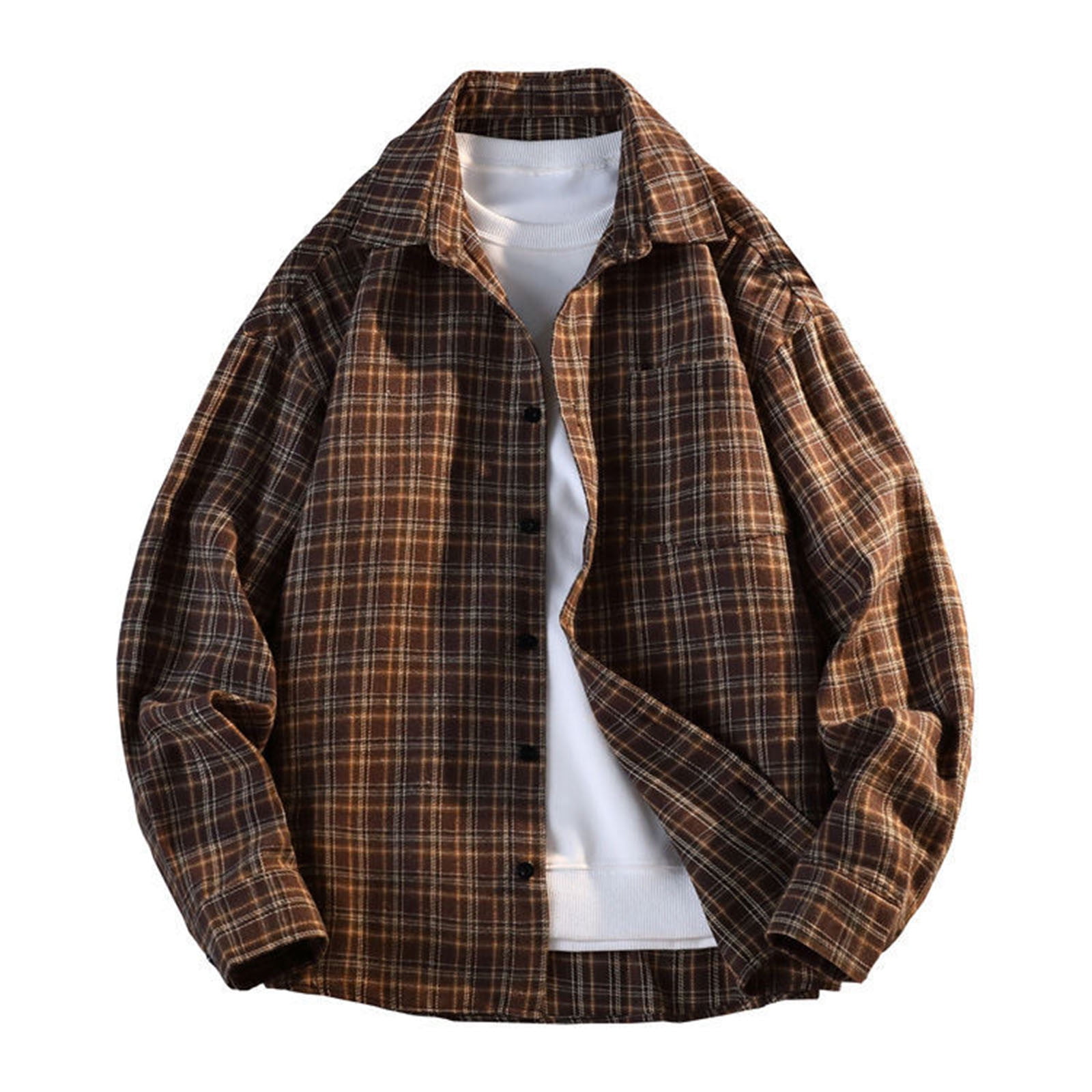 Aursykel Men's Plaid Shirt Button Down Shirts Casual Long Sleeve Shirt ...