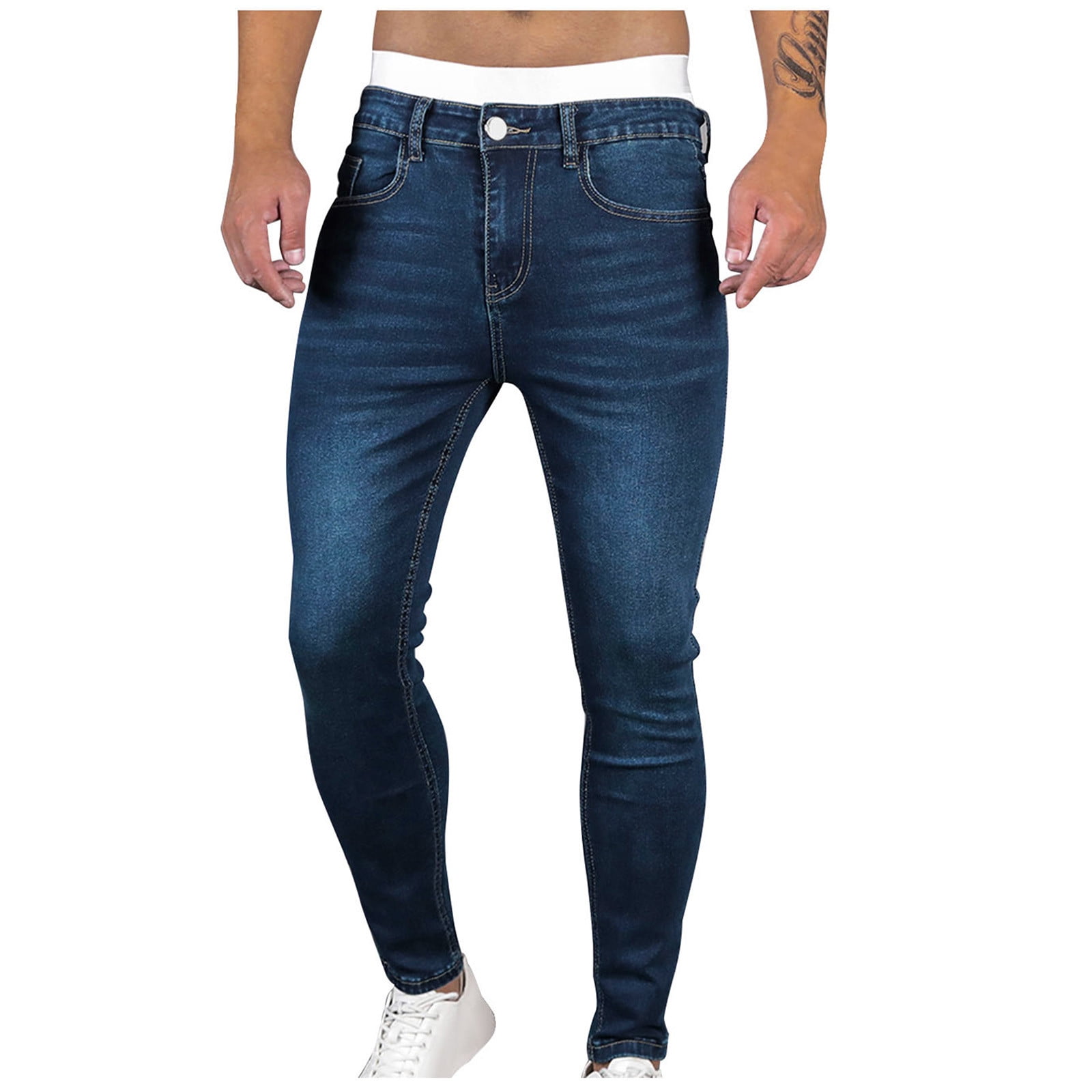 Klisyaur Men's Skinny Jeans Pant Stretchy High Waist Trendy Slim ...
