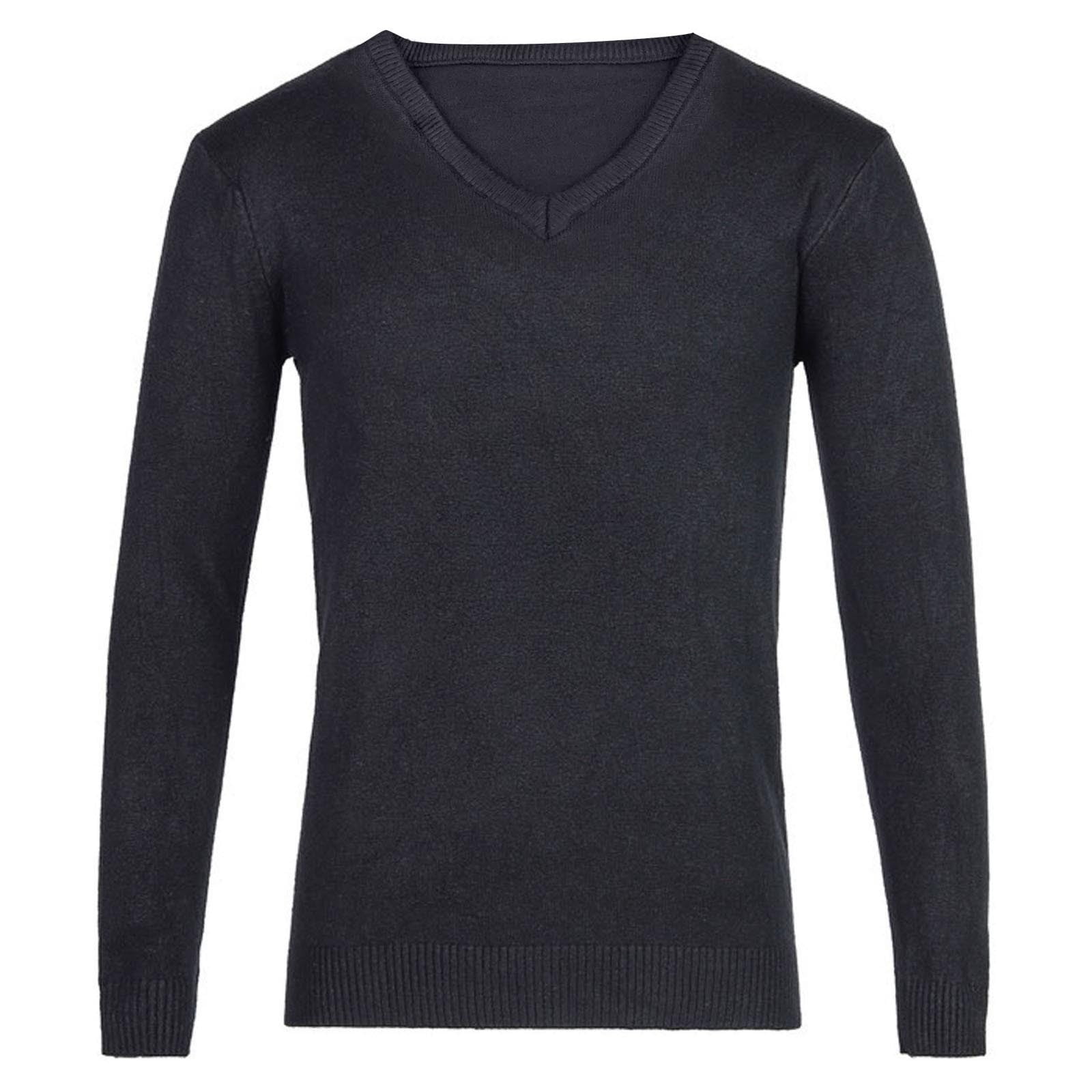 Aursykel Men's Warm Pullover Sweater V Neck Sweaters Long Sleeve Basic ...