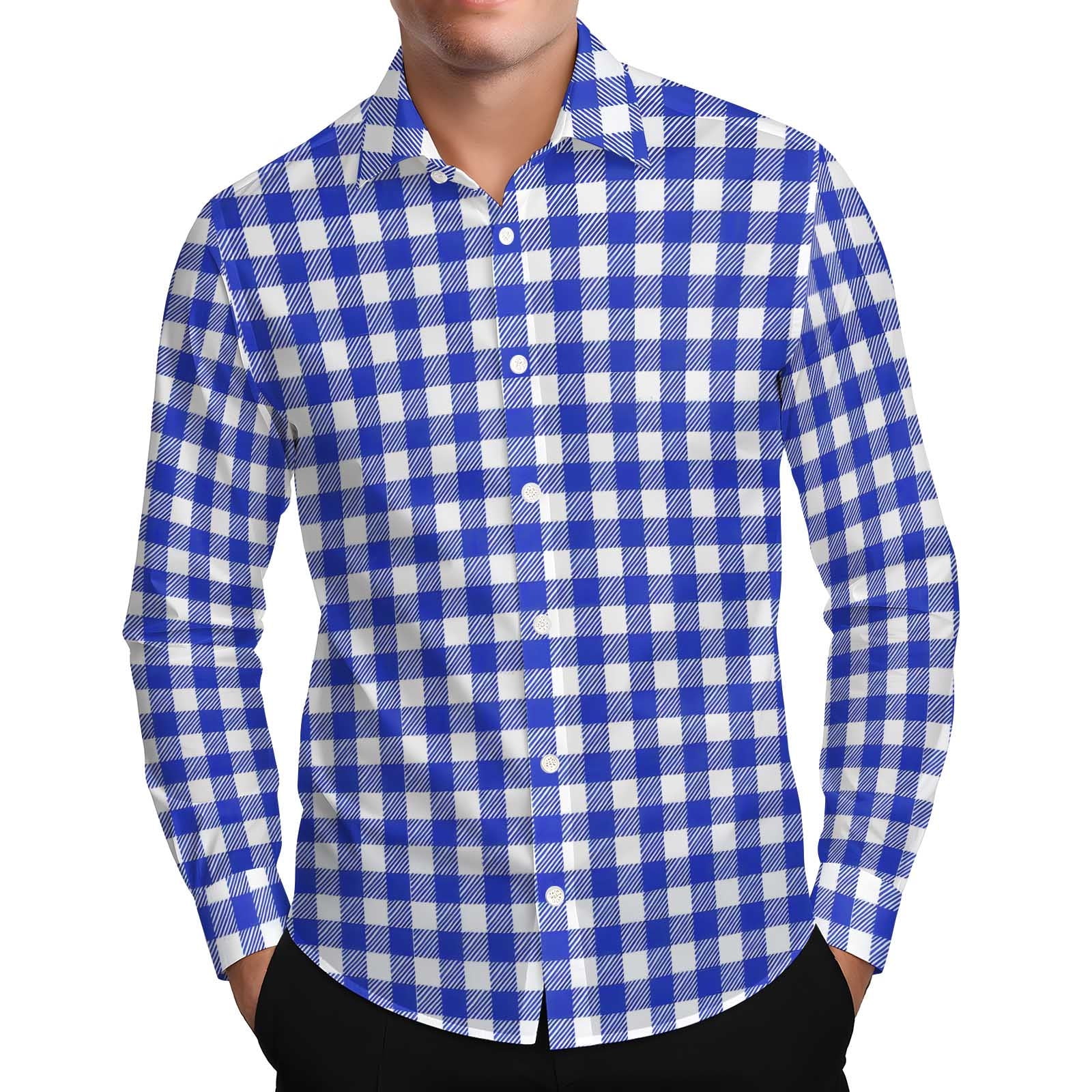 Aursykel Mens Casual Plaid Shirts Long Sleeve Button Down Tee Tops for ...