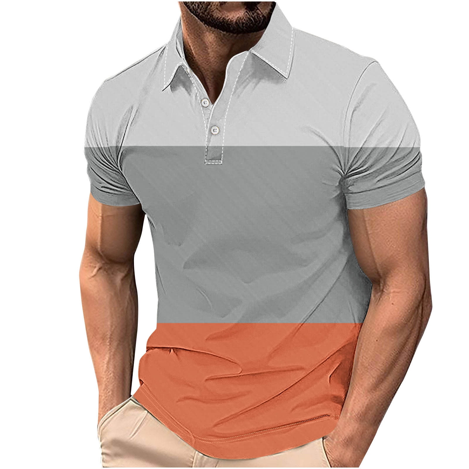 Aursykel Mens Color Block Shirts Comfort Pullover Tee Short Sleeve ...
