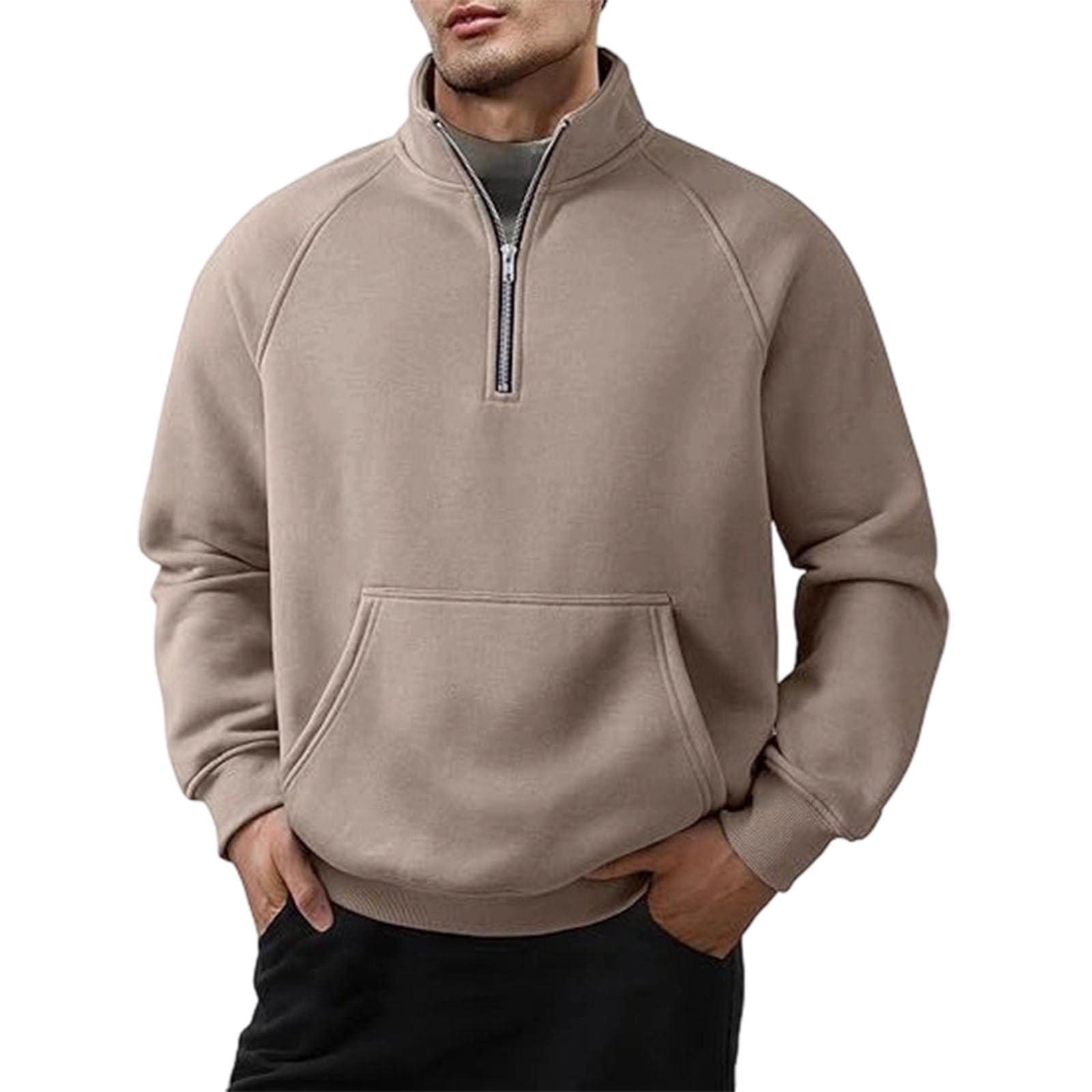 Aursykel Quarter Zipper Sweatshirts for Men Mock Neck Cargo Sweatshirt ...